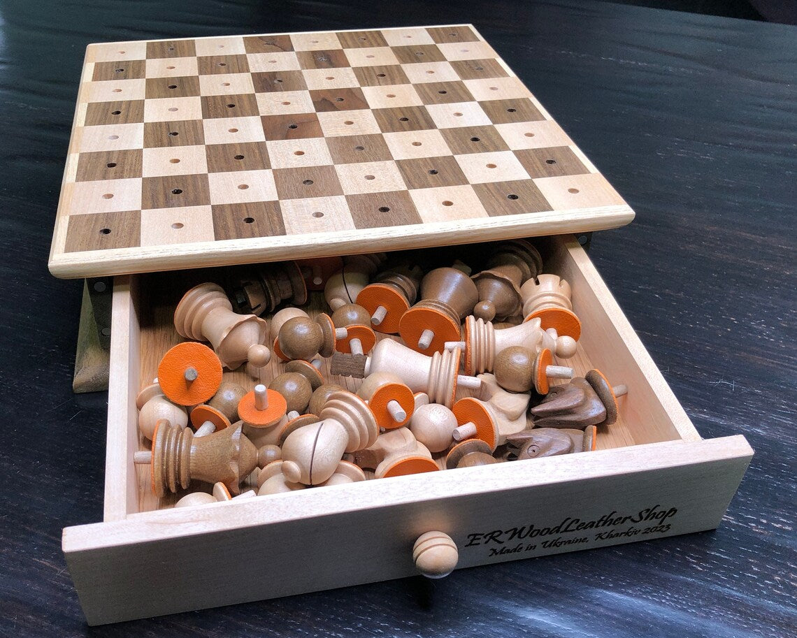 Exclusive mini Tal chess set reproduction – ERWoodLeather.Shop